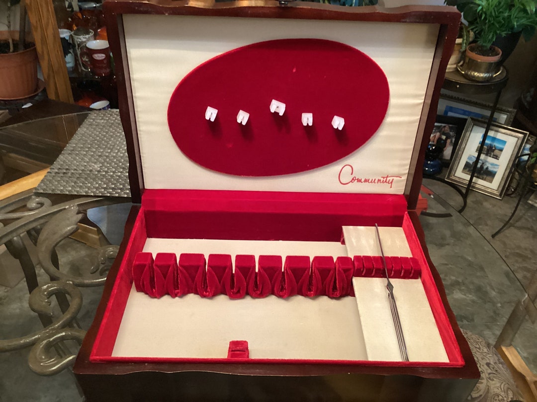 Silverware Storage Chest Red and White Velour Very Eye Catching ...