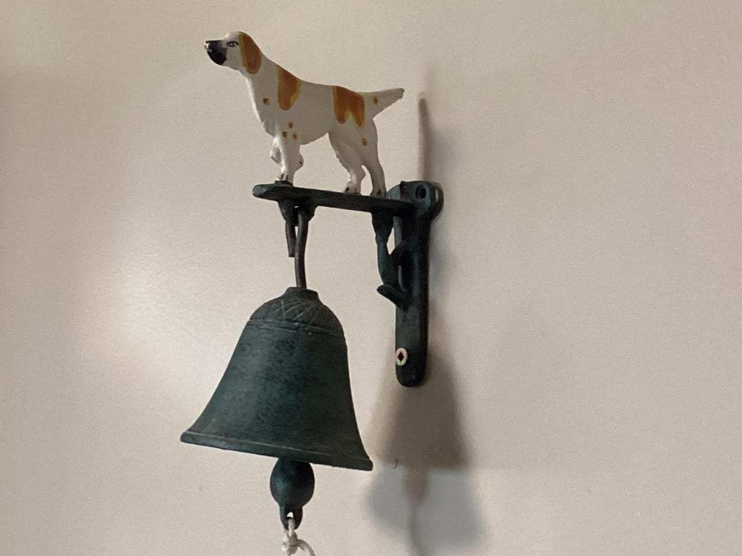 Cast Iron Wall Mount Bell With Dog Figurine Vintage Unique - Etsy