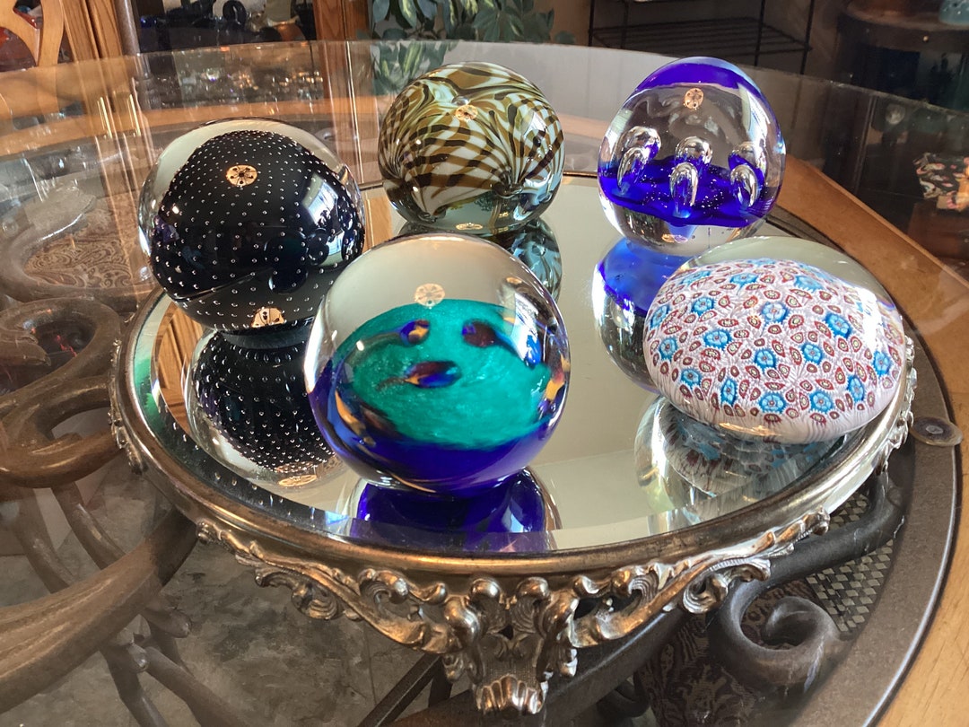 Art Glass Paperweights 5 to Choose From Murano Heavy Striking Vibrant ...