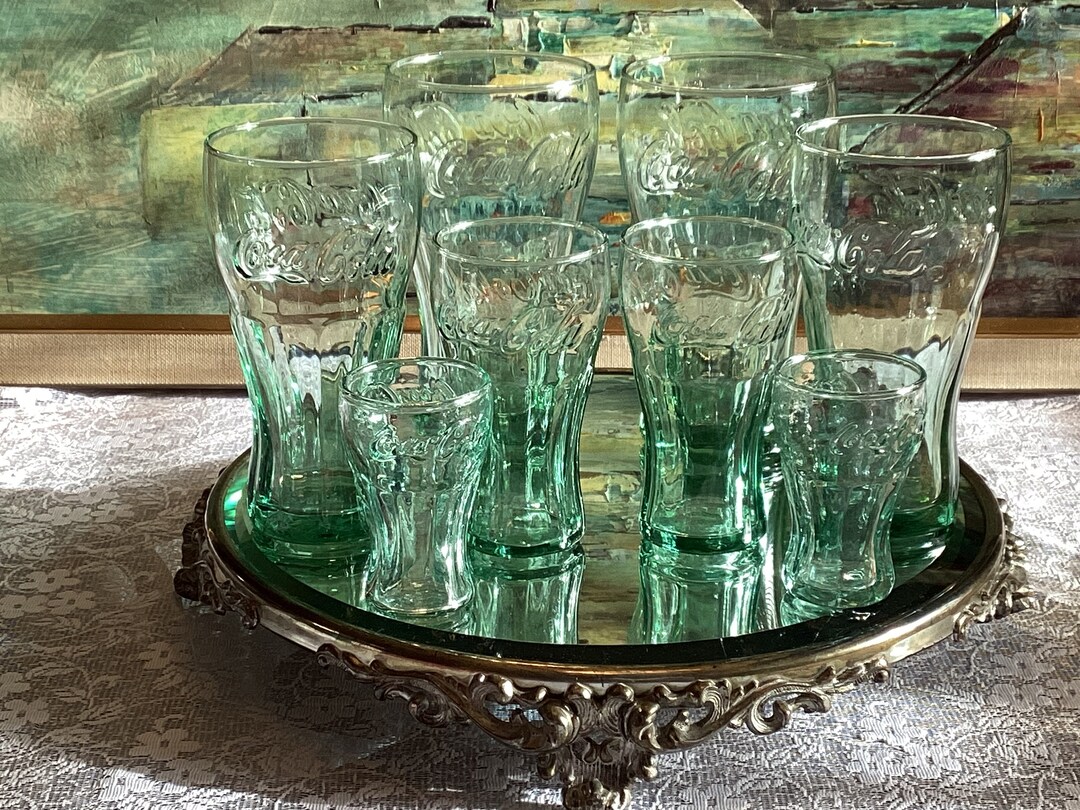 Coca-cola Set of 8 All Different Sizes Very Nice Collection of Glasses ...