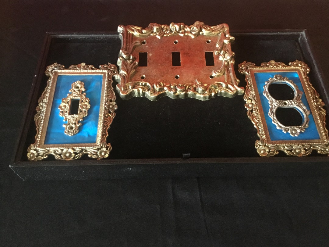 Rare Elegant Switch Plates With Blue Holographic Backplate and - Etsy