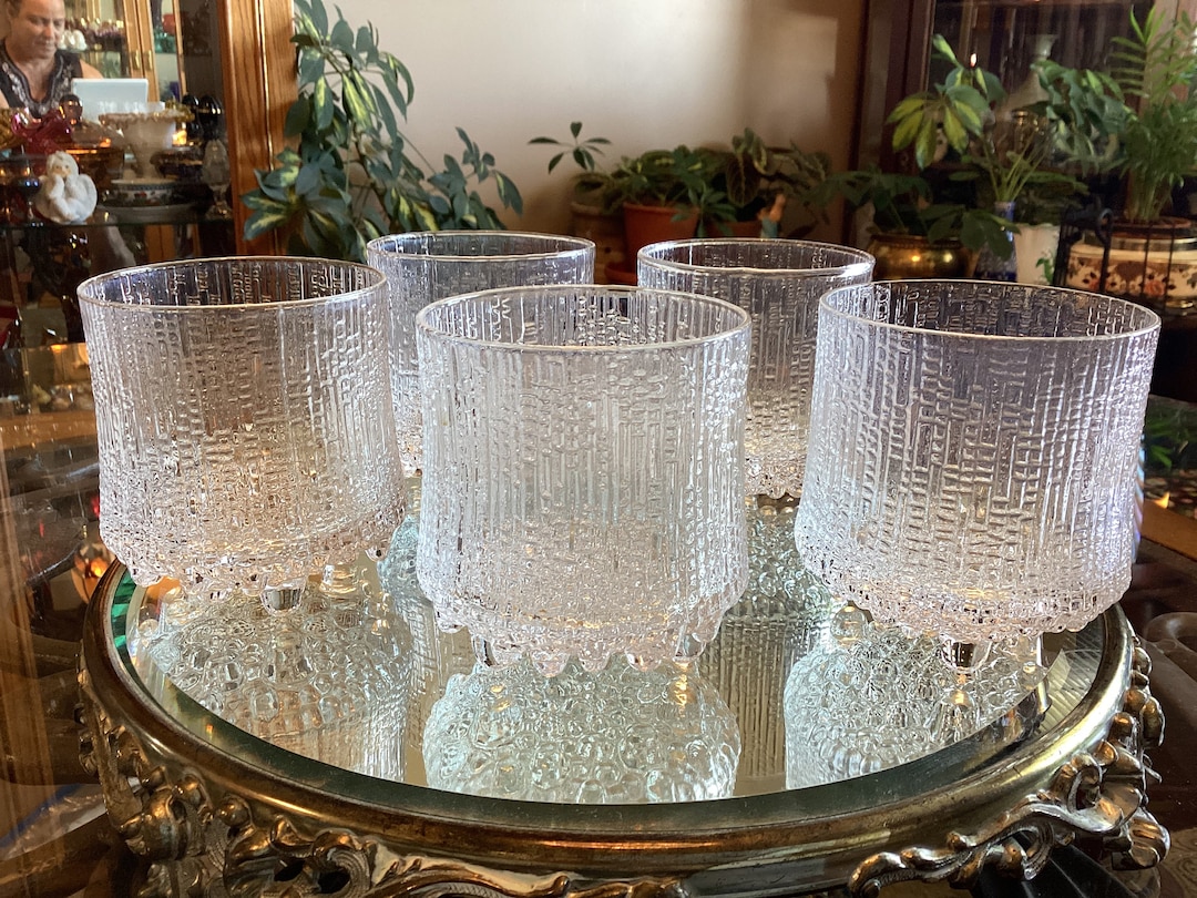 Iittala Finland Set of 5 Crystal Low Ball Drinking Glasses Elegant ...
