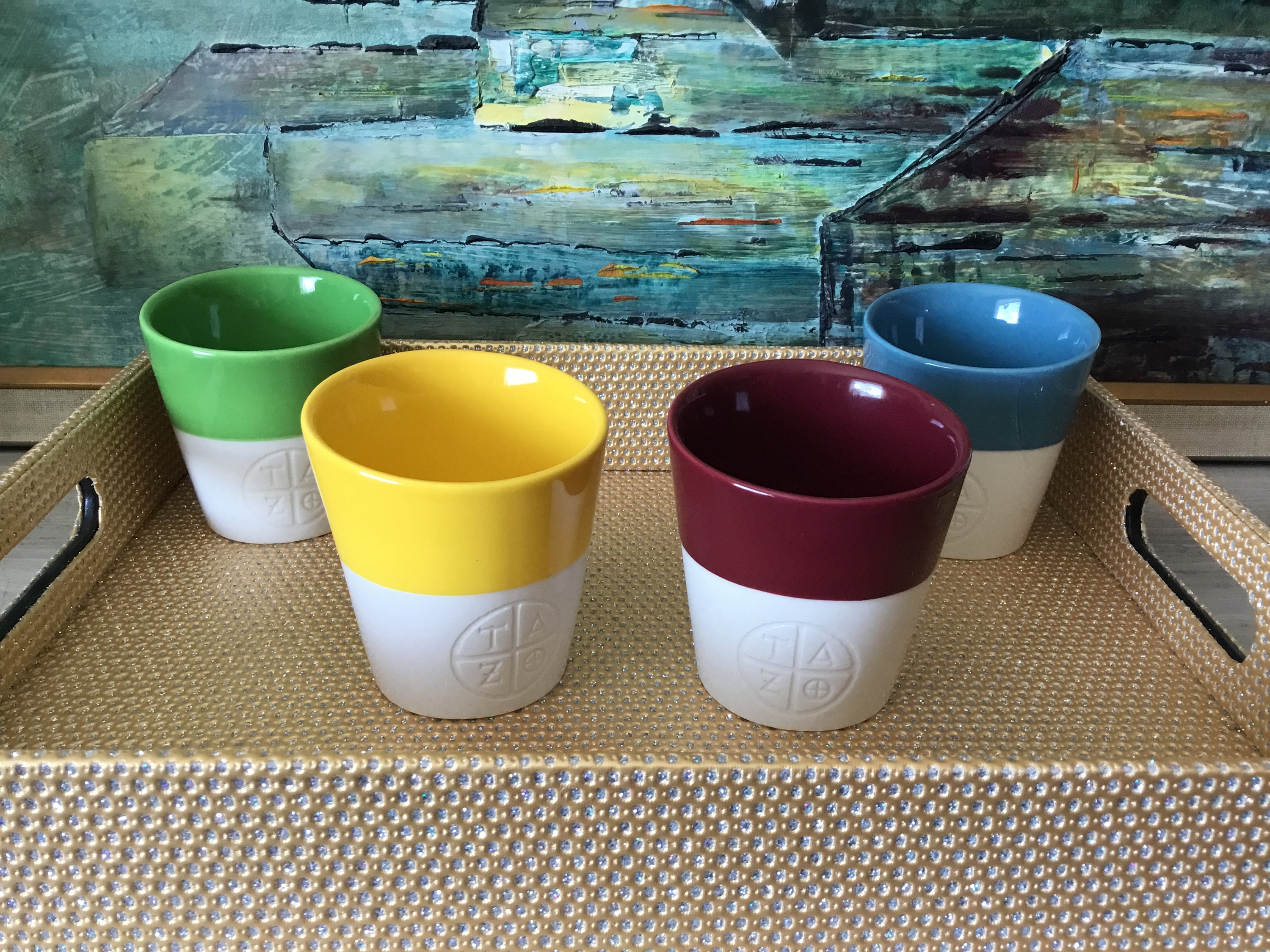 A Set of 4 Starbucks Tazo Slanted Tea Cups With A Capacity to - Etsy