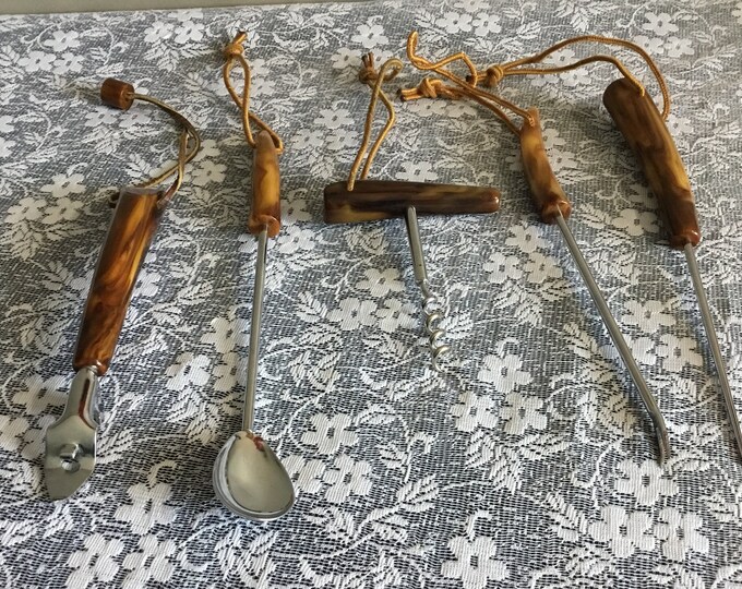 Vintage Bakelite Bar Tool 5 Piece Set Great for A Gift to Dress up His ...