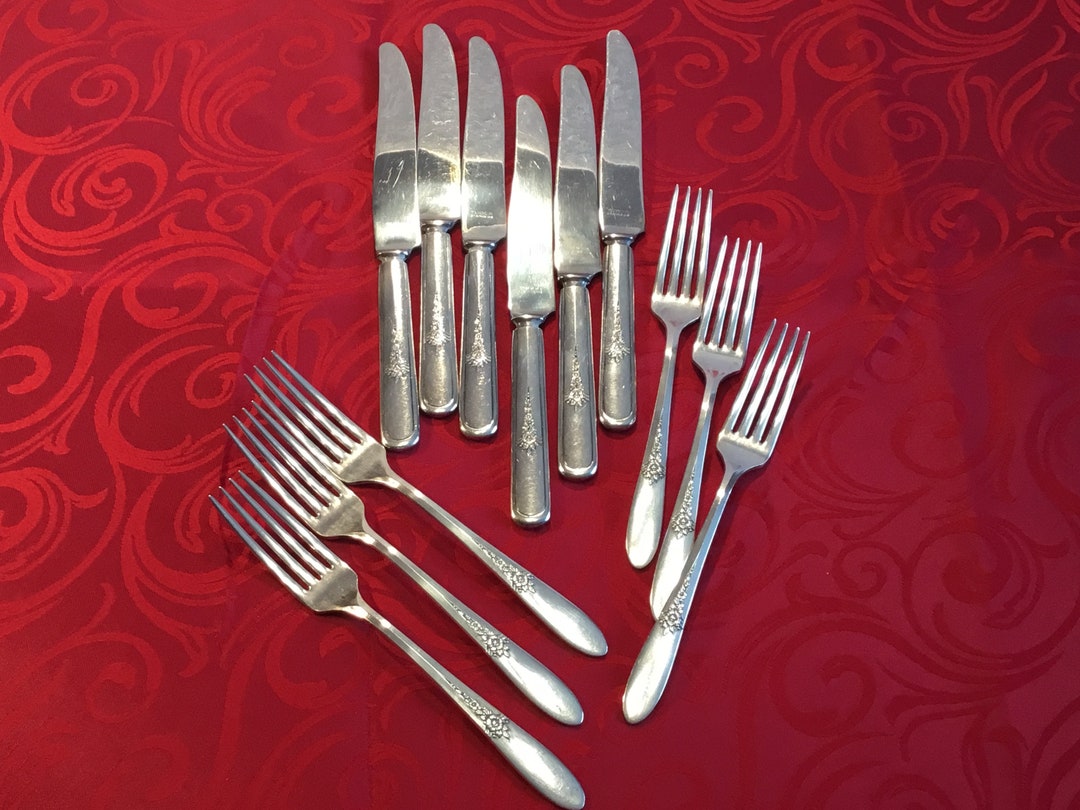 Fantasy Pattern 1941 Oneida Silver Plated Tudor Plate Community 6 Forks ...