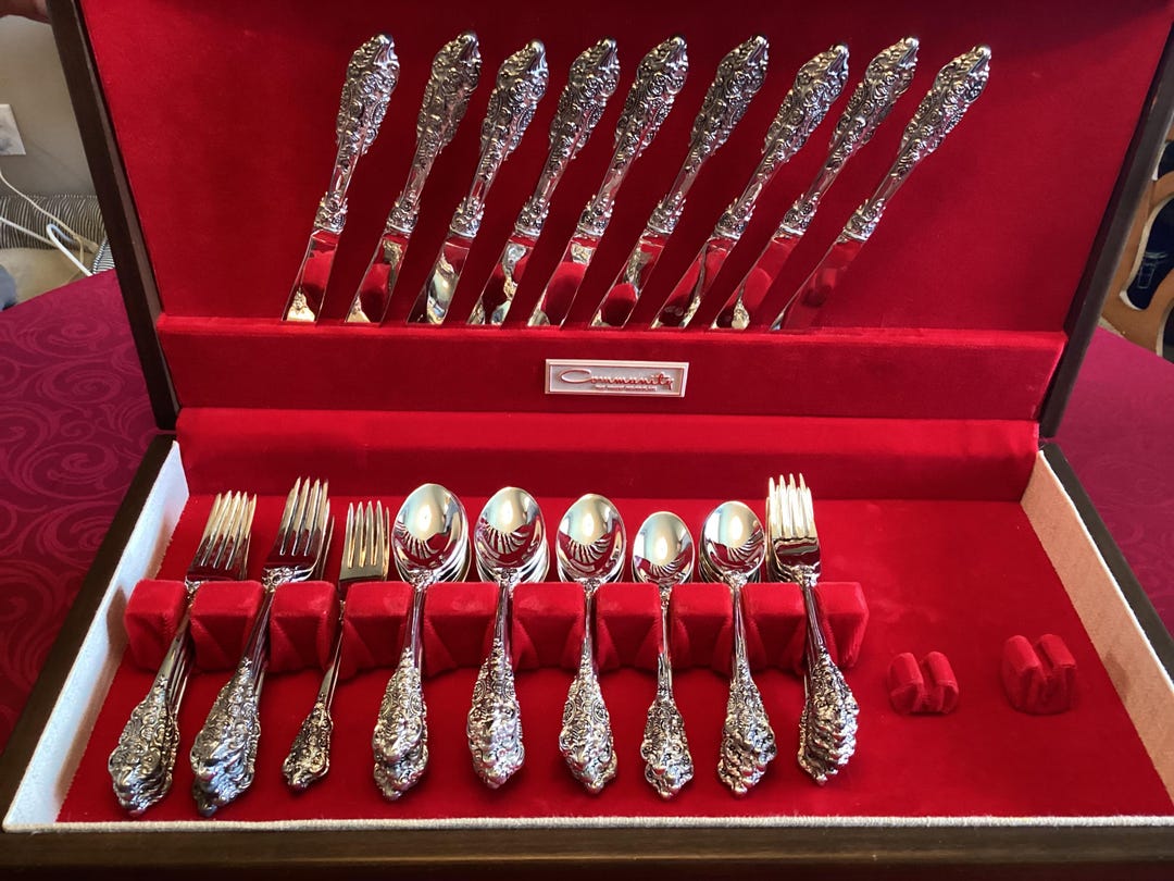 All TARIFFS INCLUDED 55 Pieces of Rogers Grand Antique Silver Plated ...