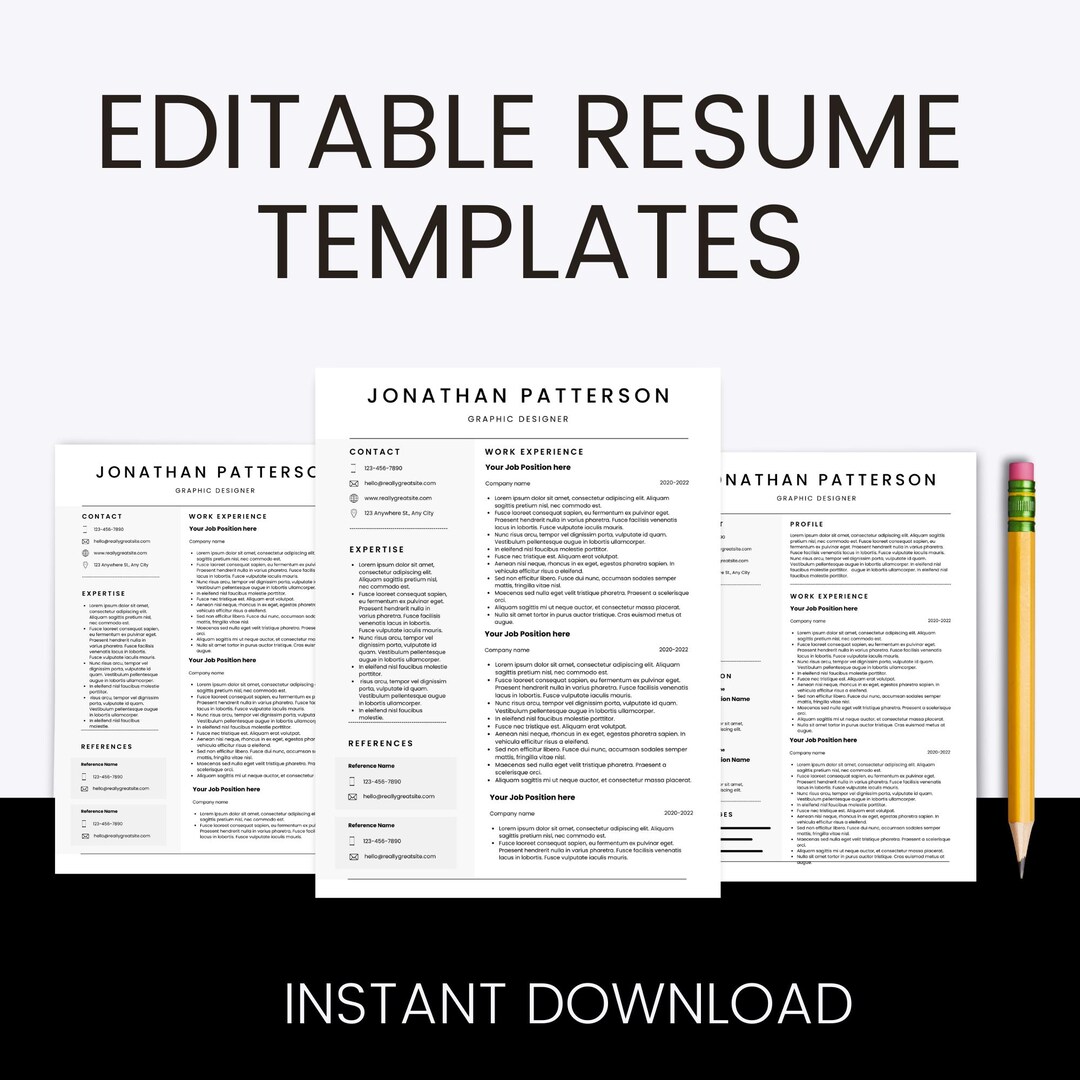 Black and White Professional Resume Template, New Graduate CV Template ...