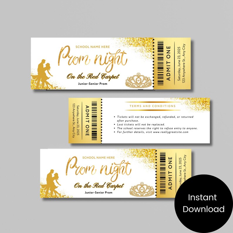 Editable Prom Night Ticket Templates - Etsy