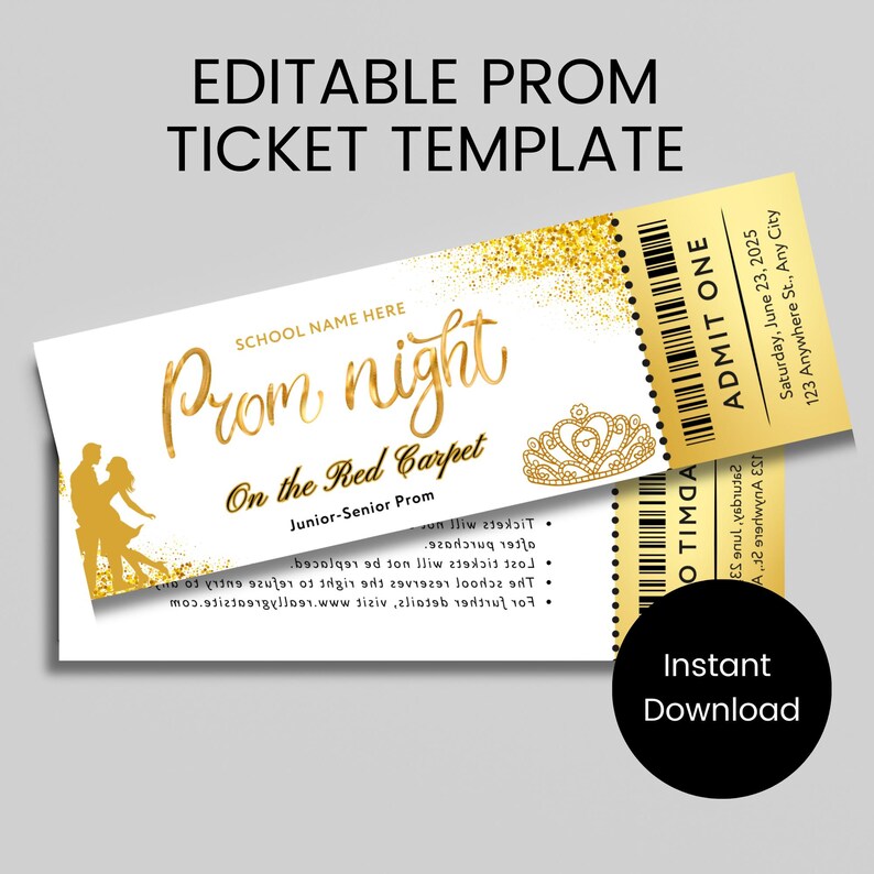 Editable Prom Night Ticket Templates - Etsy UK