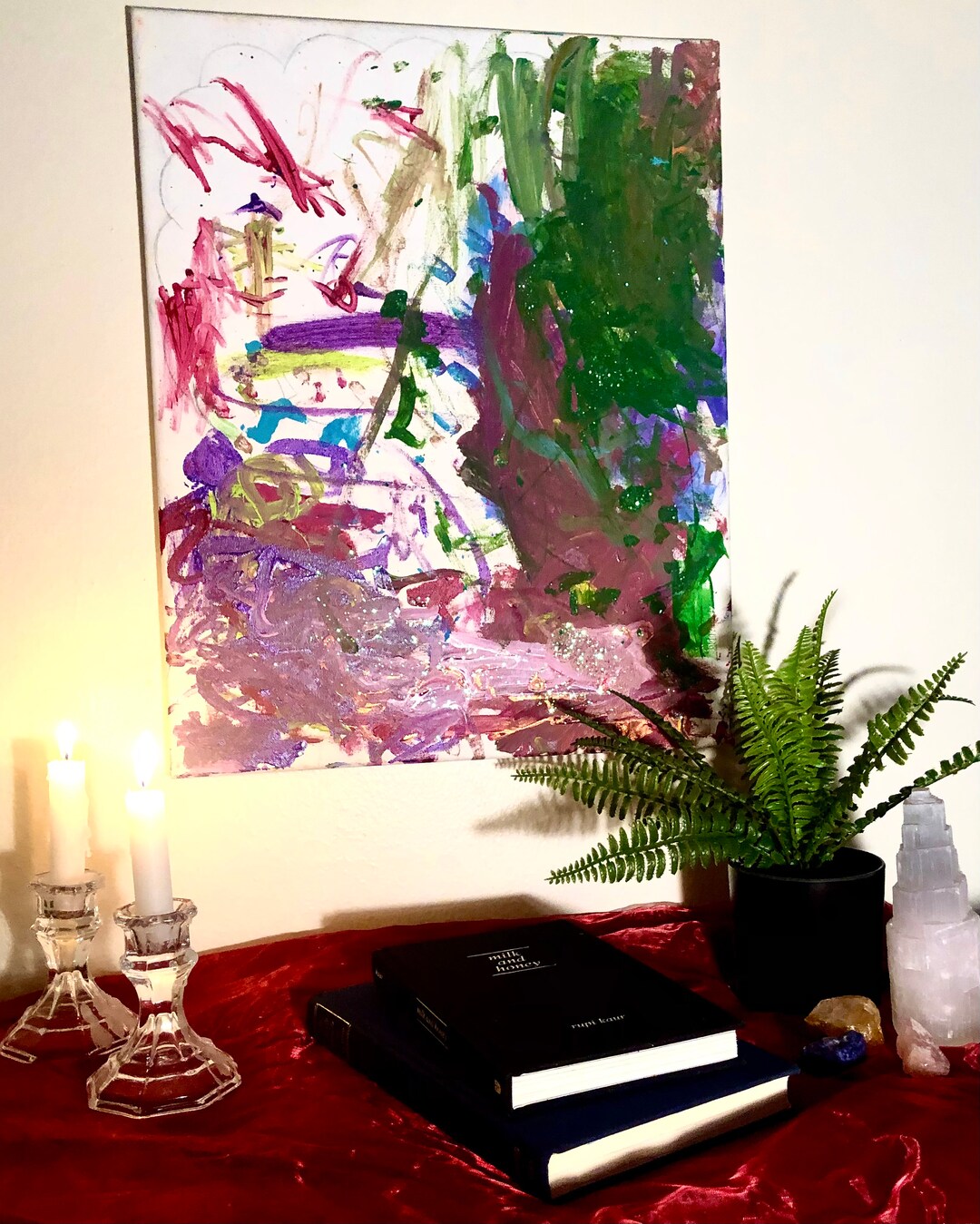 Cool Colors Abstract Finger Painting - Etsy