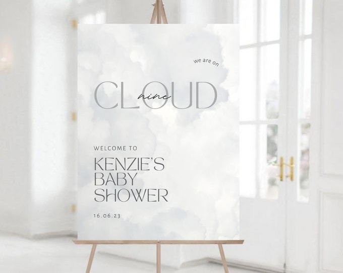 On Cloud Nine Baby Shower Welcome Sign | We're on Cloud Nine | Baby ...