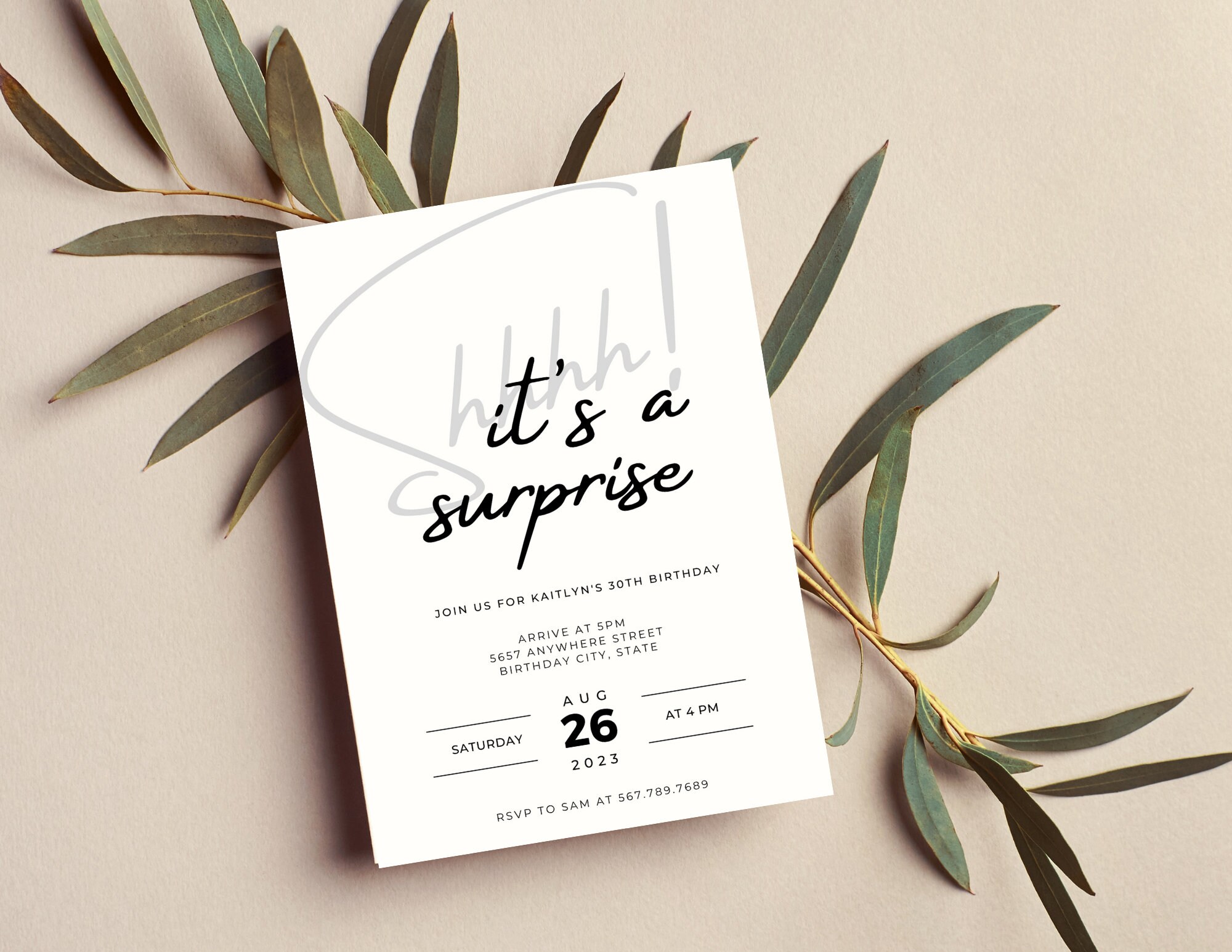 Surprise Birthday Invitation Surprise Birthday Invite Simple Birthday ...