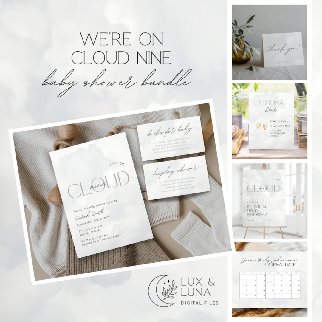 We're on Cloud Nine Baby Shower Bundle | We're on Cloud Nine Baby ...