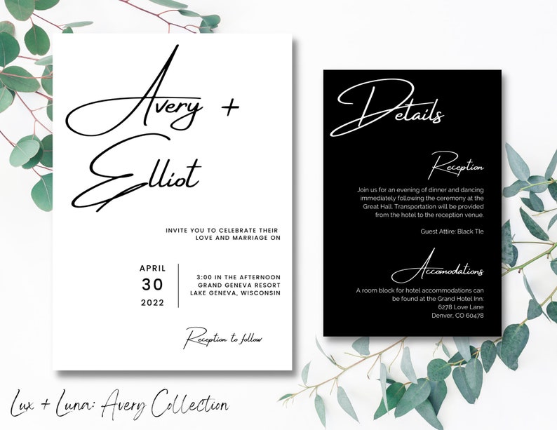 Modern Wedding Invitation Suite Simple Wedding Invitation Template ...