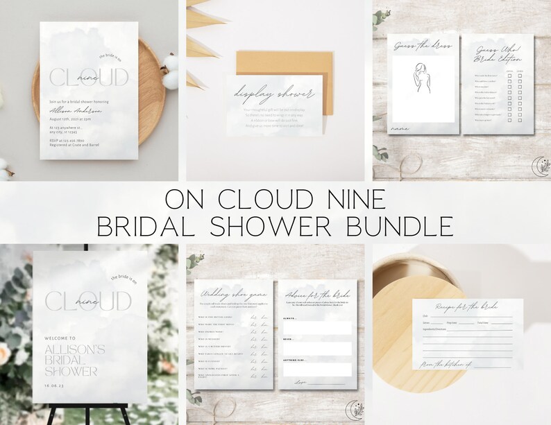 On Cloud Nine Bridal Shower Bundle the Bride is on Cloud - Etsy
