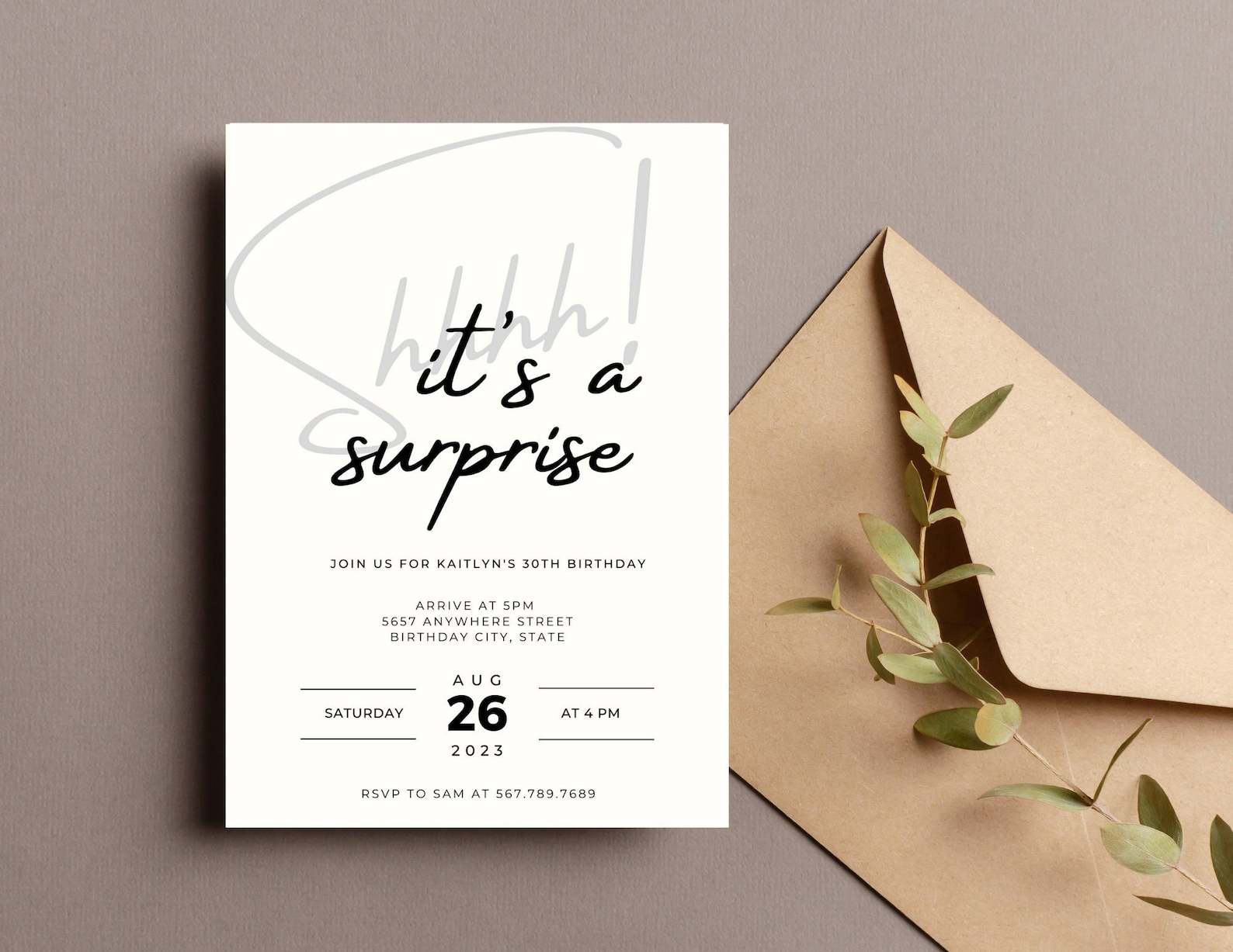 Surprise Birthday Invitation Surprise Birthday Invite Simple Birthday ...