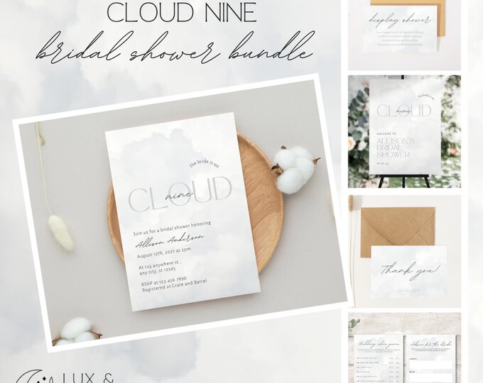 On Cloud Nine Bridal Shower Bundle | the Bride is on Cloud Nine ...