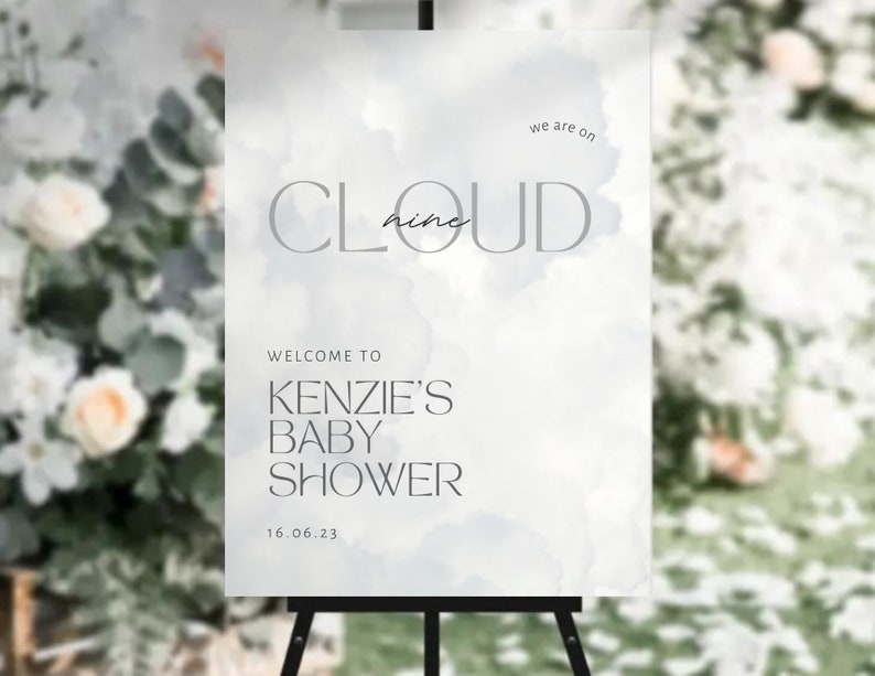 On Cloud Nine Baby Shower Welcome Sign We're on Cloud - Etsy UK