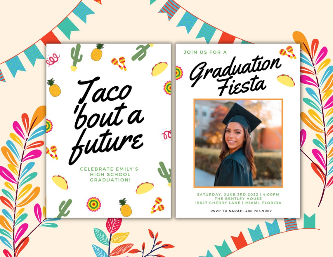 Taco bout a Grad Invitation Graduation Invitation Fiesta - Etsy