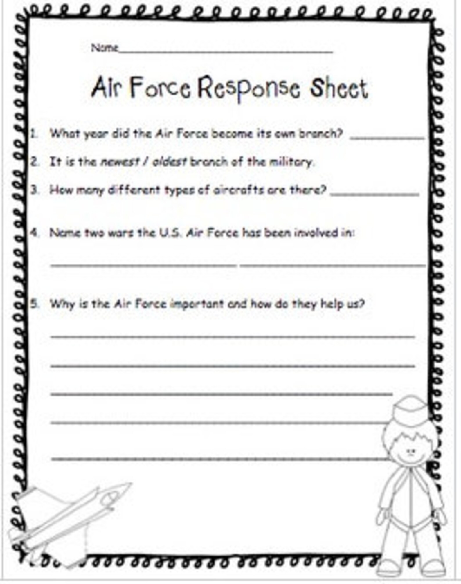 Veterans Day Craftivity (U.S. Air Force) - Etsy