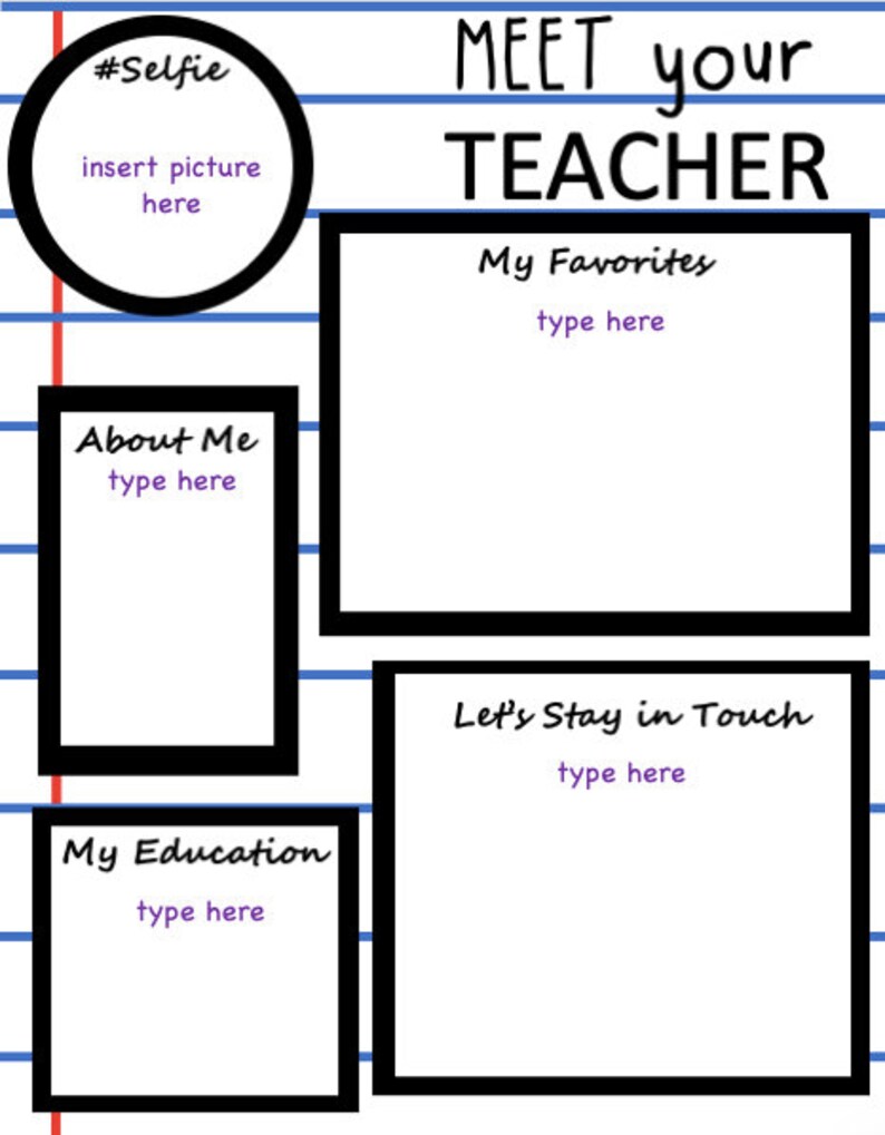 Meet Your Teacher Editable Template - Etsy