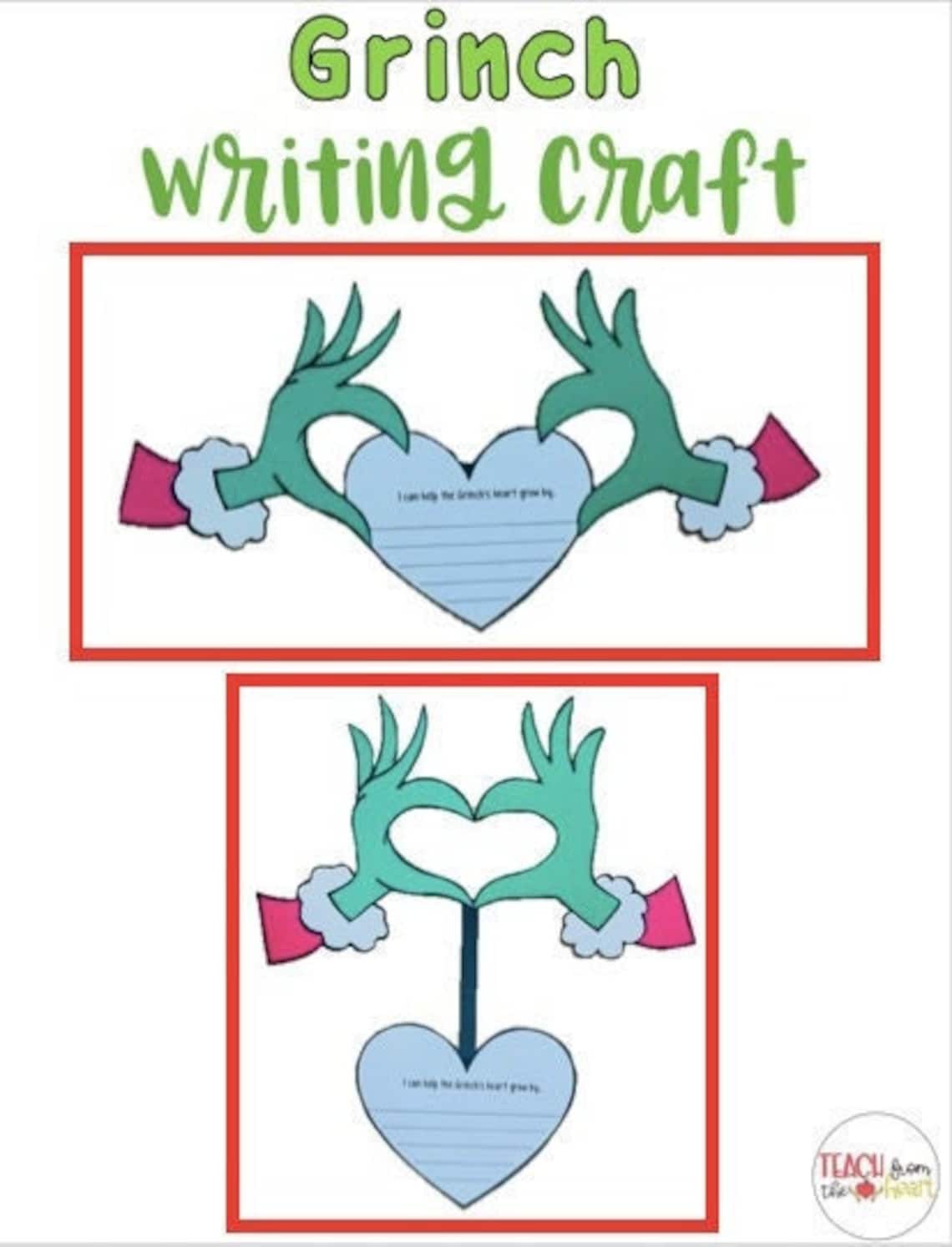 Grinch Craft and Writing (I Can Help the Grinch’s Heart Grow By..) - Etsy