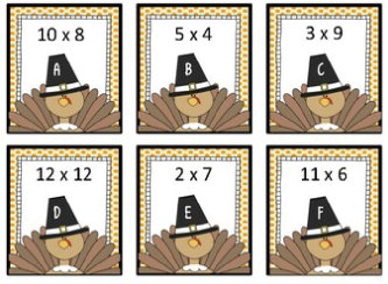 Multiplication Math Turkeys - Etsy