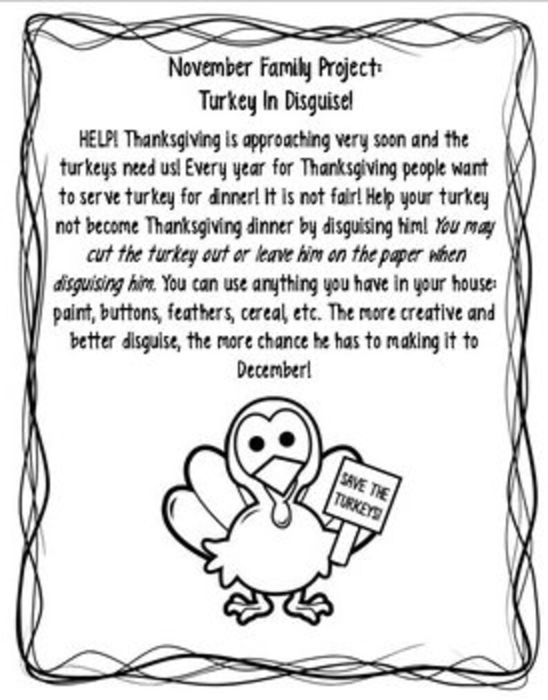 Disguise a Turkey Project - Etsy