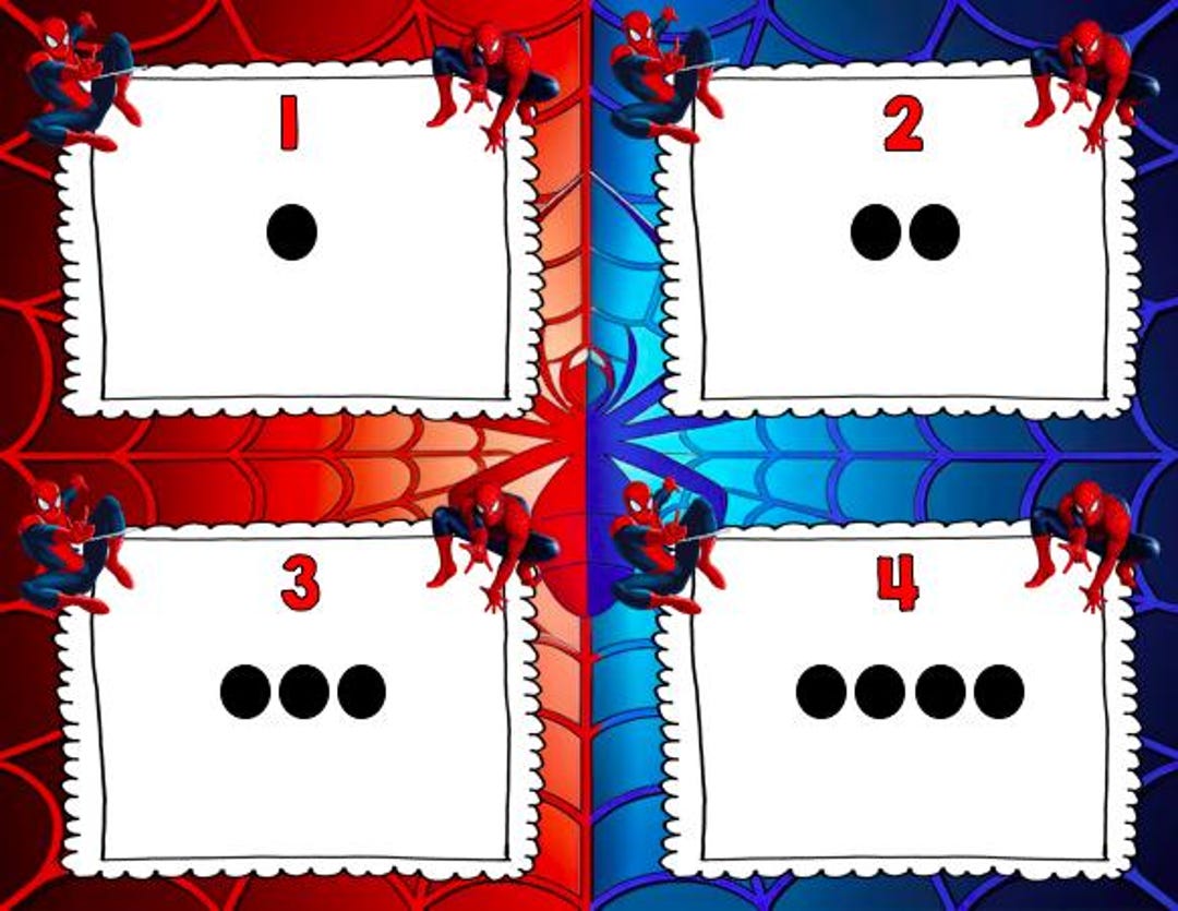 Spider-man Number Cards 1–20 | Count the Dots | Number Recognition ...