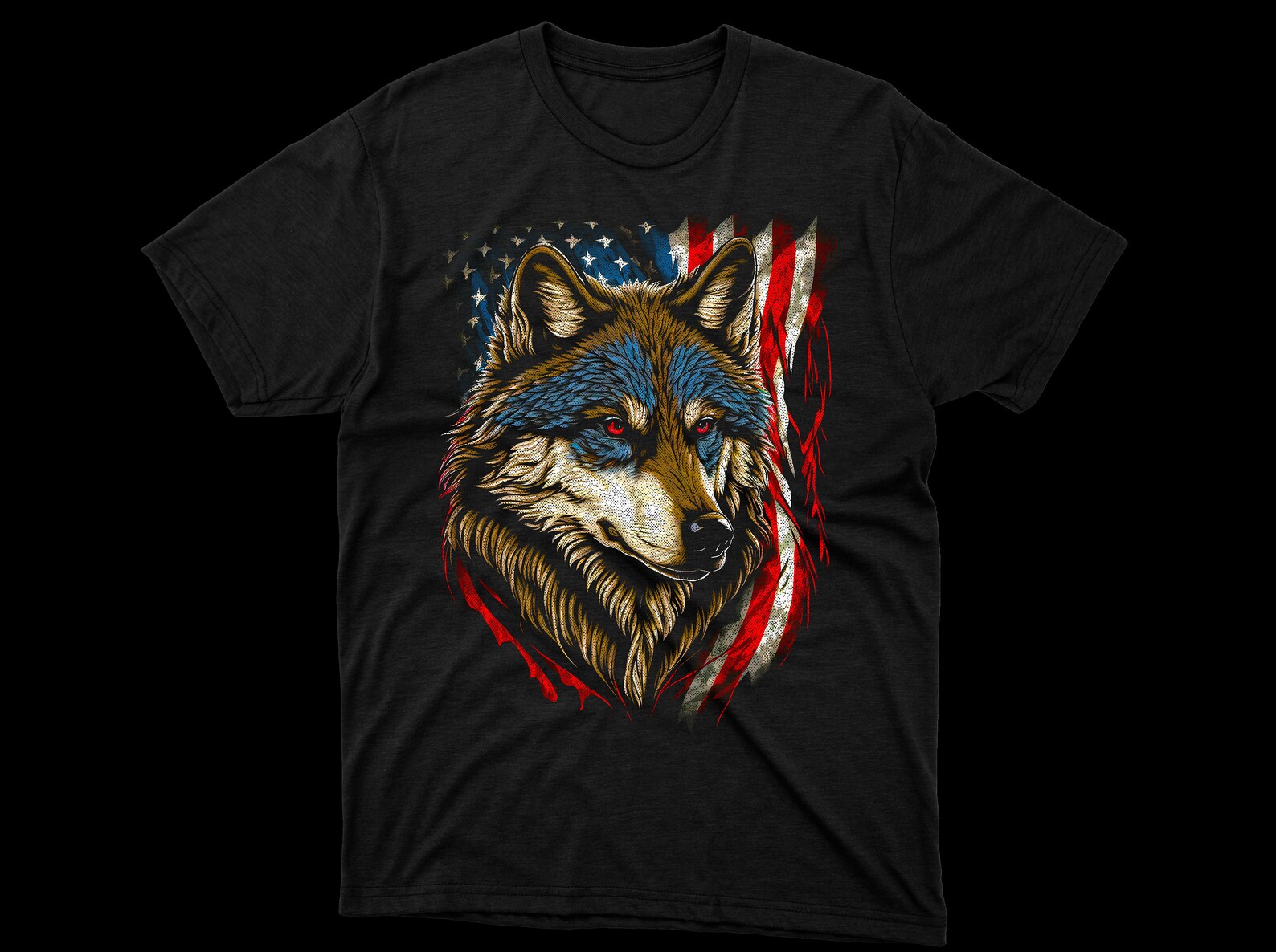 Wolf American Flag - Etsy