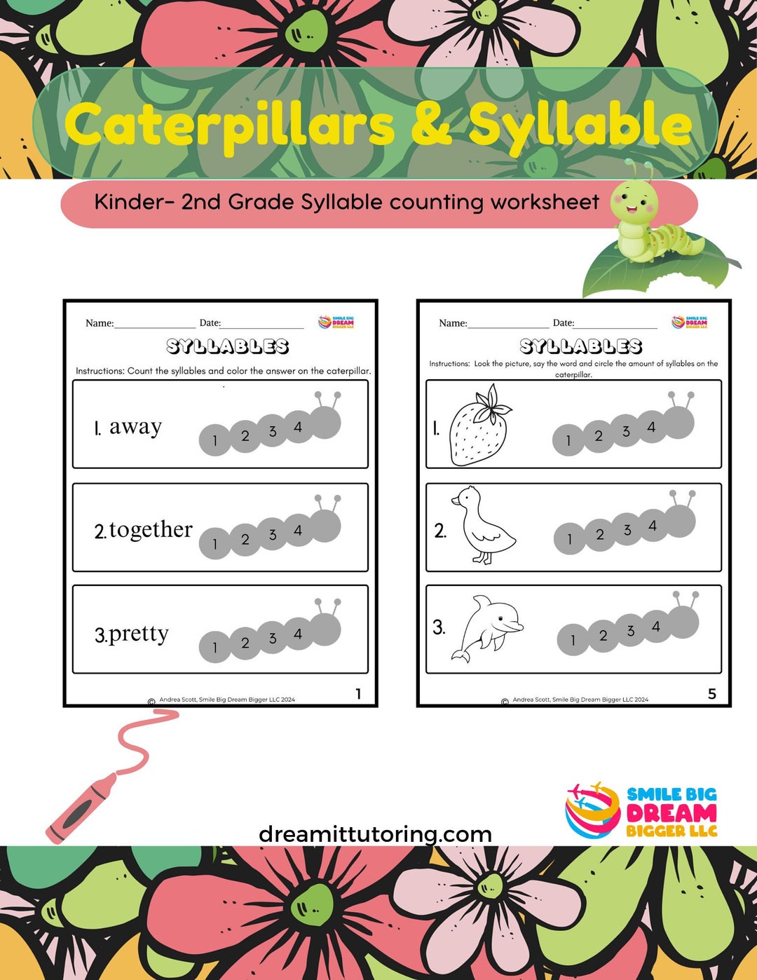 Kids Coloring Book | Kids Syllable Worksheet | Kids Summer Activities ...