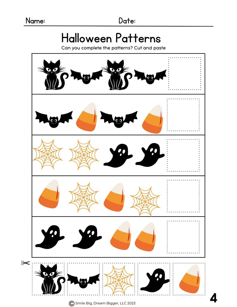 Prek-1st Grade Spooky Fun Halloween Patterns Coloring Page and ...