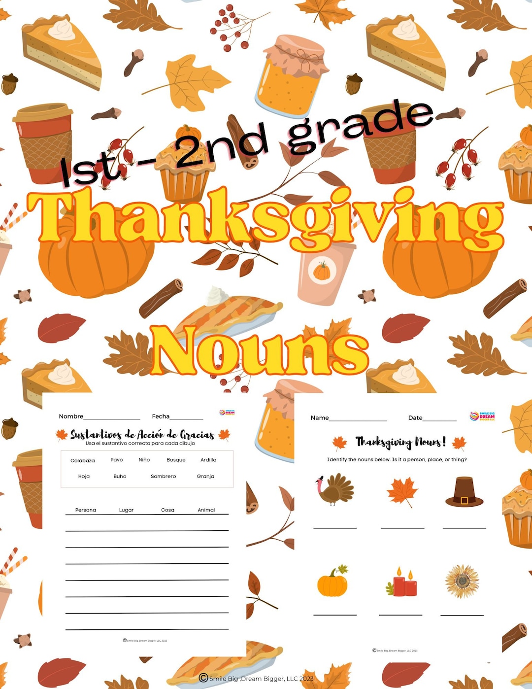Thanksgiving Grammar With Nouns Worksheets for Kids: Fun Autumn ...