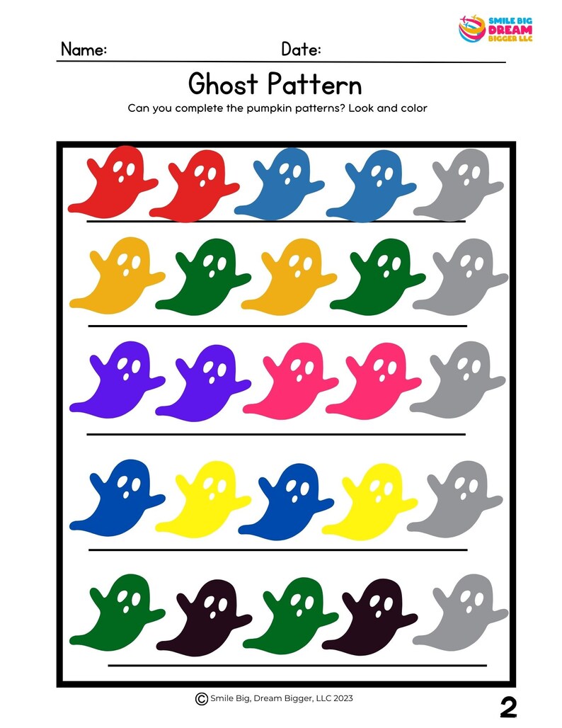 Prek-1st Grade Spooky Fun Halloween Patterns Coloring Page and ...