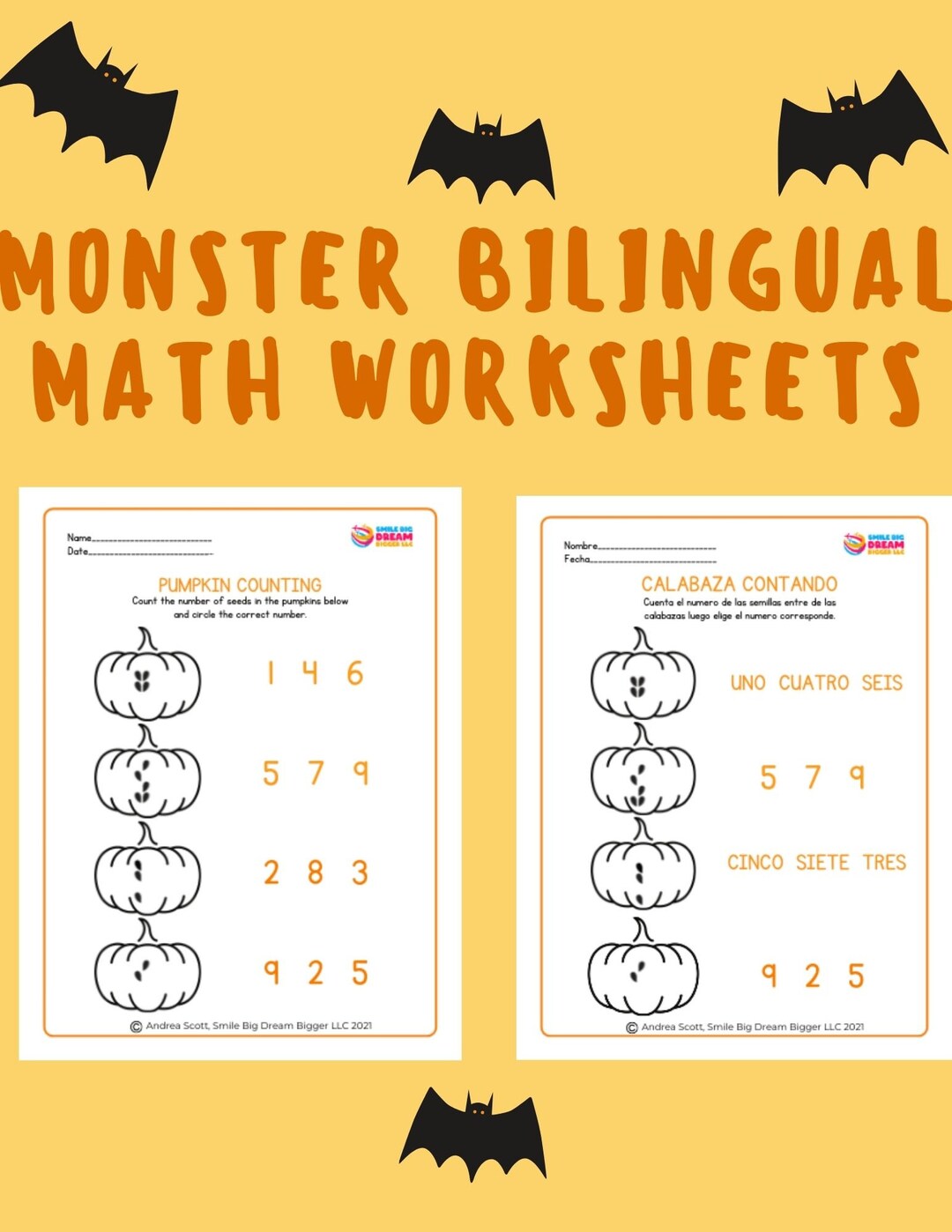 Monster Math Worksheets Counting Numbers Spanish Learning Numbers in ...