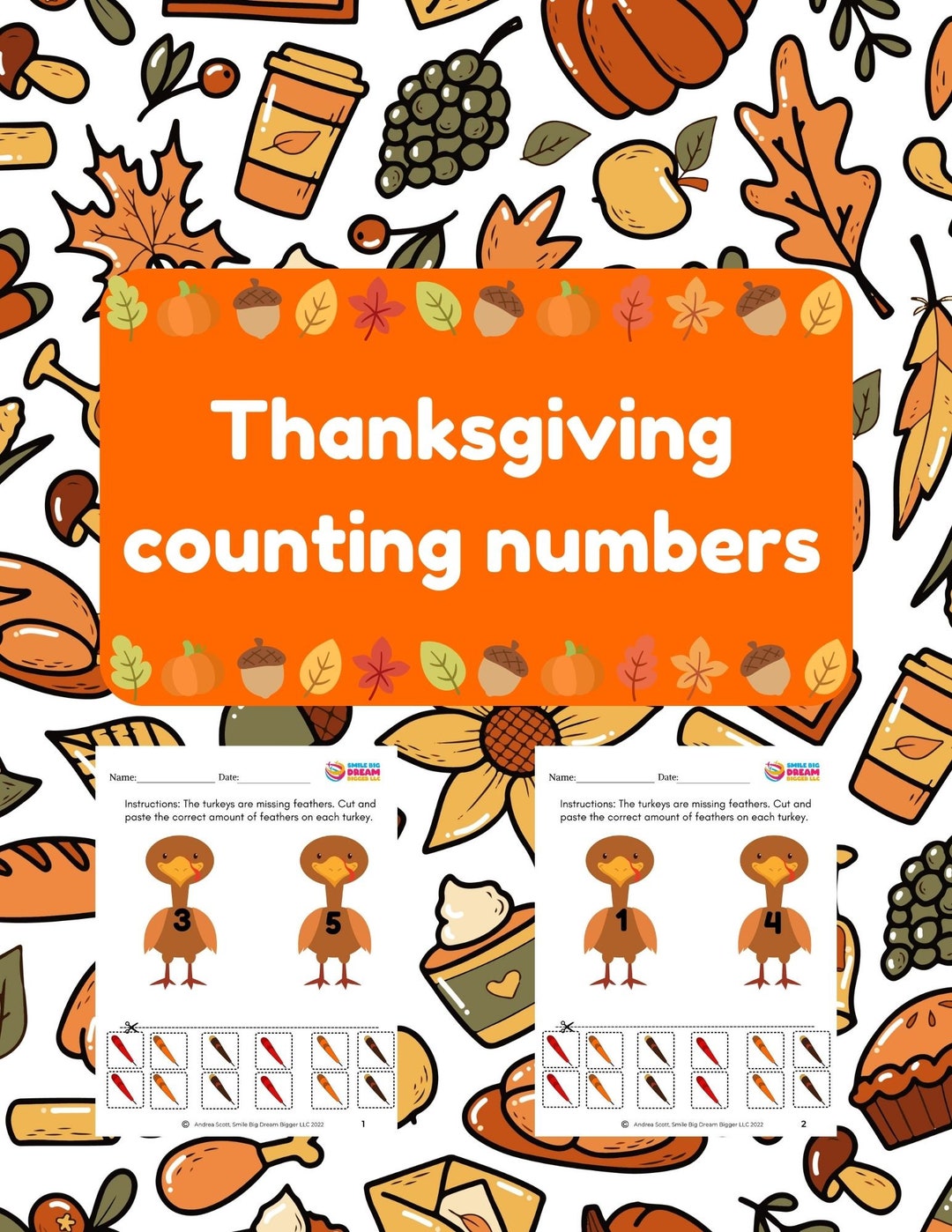 Thanksgiving Counting Numbers Worksheet Coloring and Crafts Worksheet ...