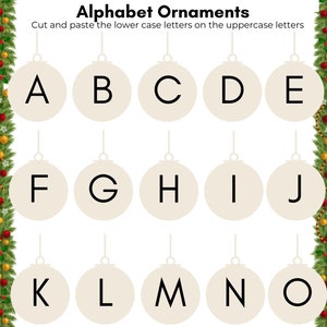 Alphabet Ornament Worksheet Christmas Crafts in English and Spanish Cut ...