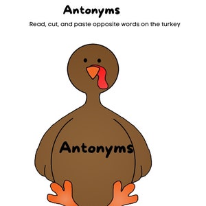 Thanksgiving Synonyms & Antonyms Worksheet Turkey Activities for Kids ...