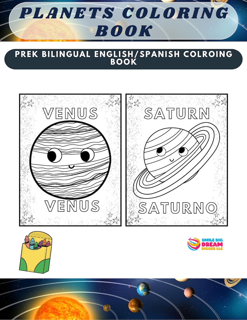 Solar System Coloring & Tracing Book | English/spanish Learning (PDF ...