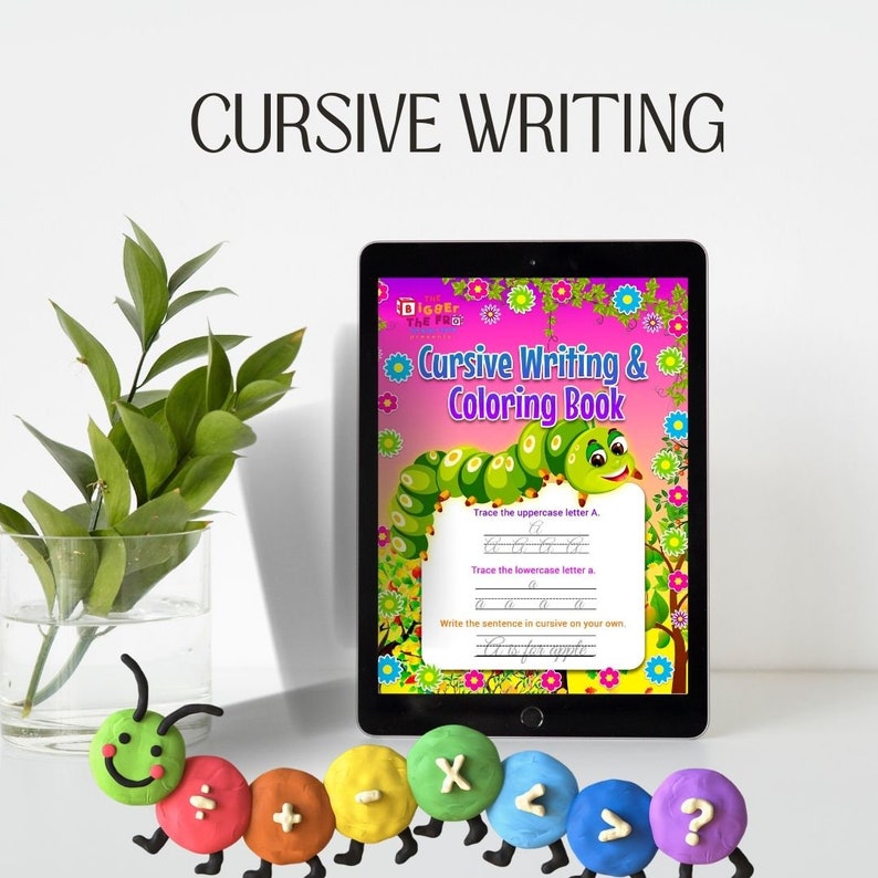 Cursive Handwriting Practice Worksheets & Coloring Book for Kids ...