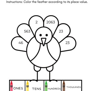 Thanksgiving Number Values Worksheet Coloring Math Worksheet Turkey ...