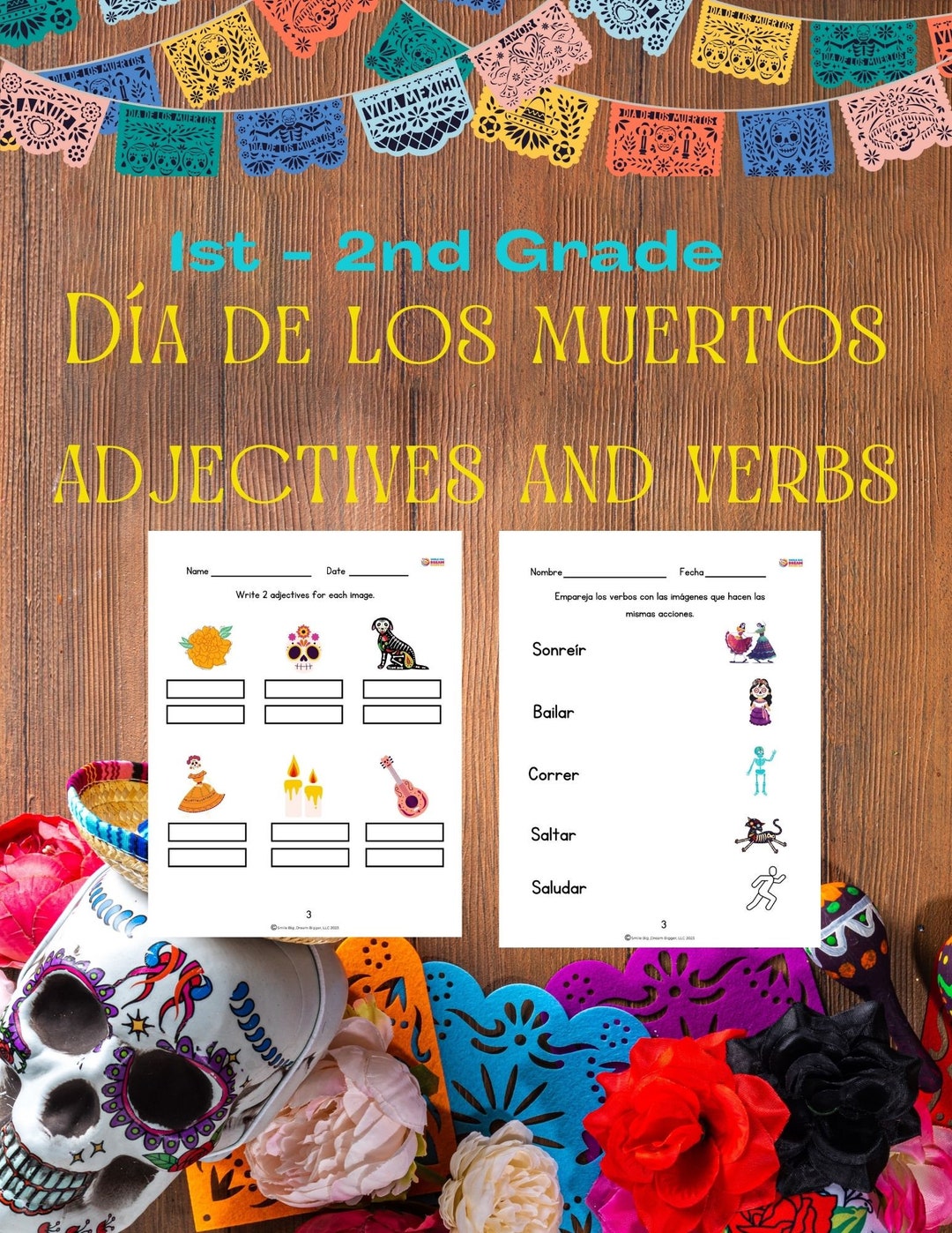 Day of the Dead Adjectives and Verbs - Etsy