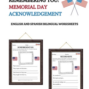 Kids Memorial Day Writing Activity & Workbook (english/spanish ...