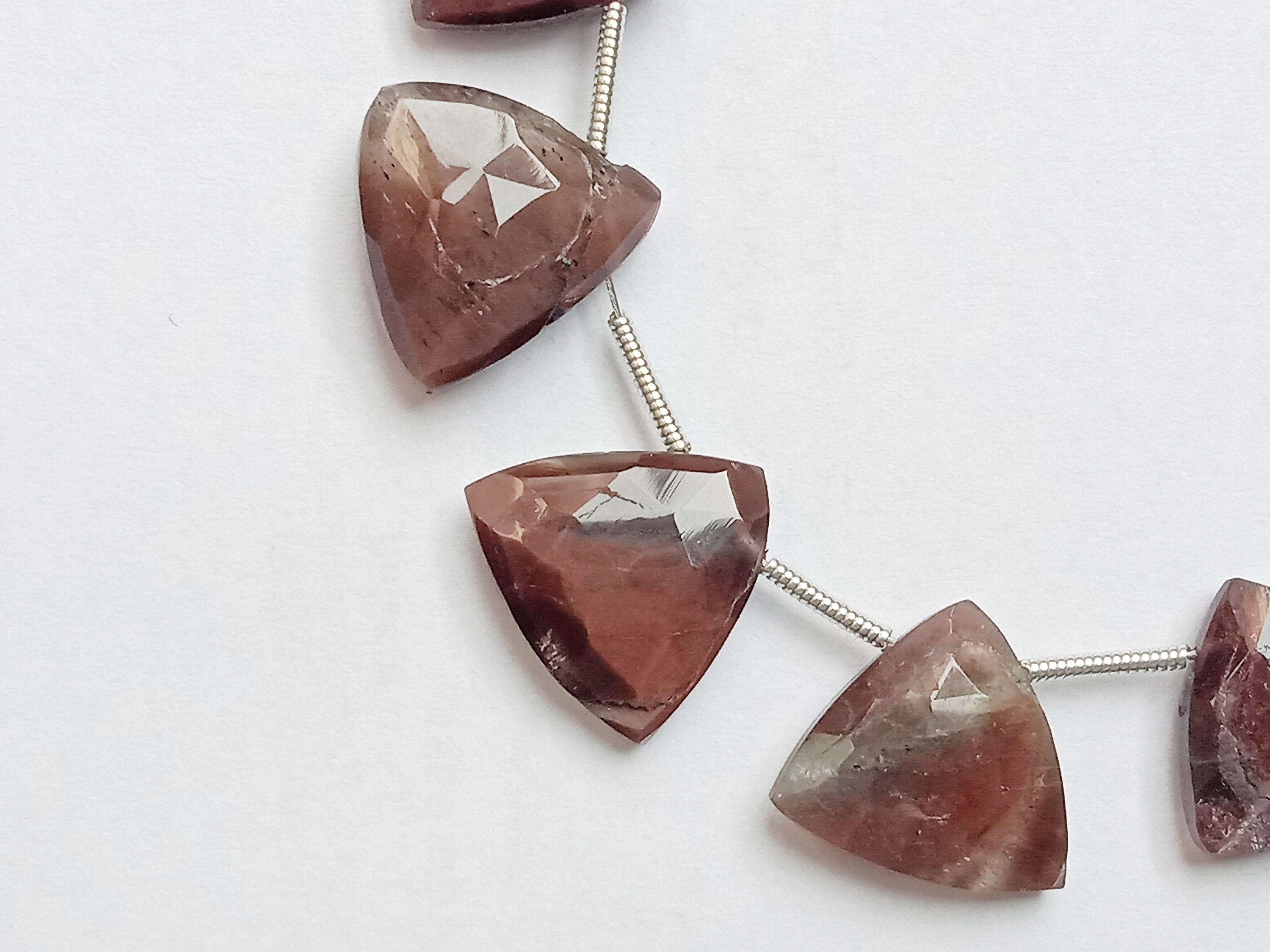 AAA+ Brown Sapphire 5 Piece Faceted, Triangle Shape Beads, Briollete ...