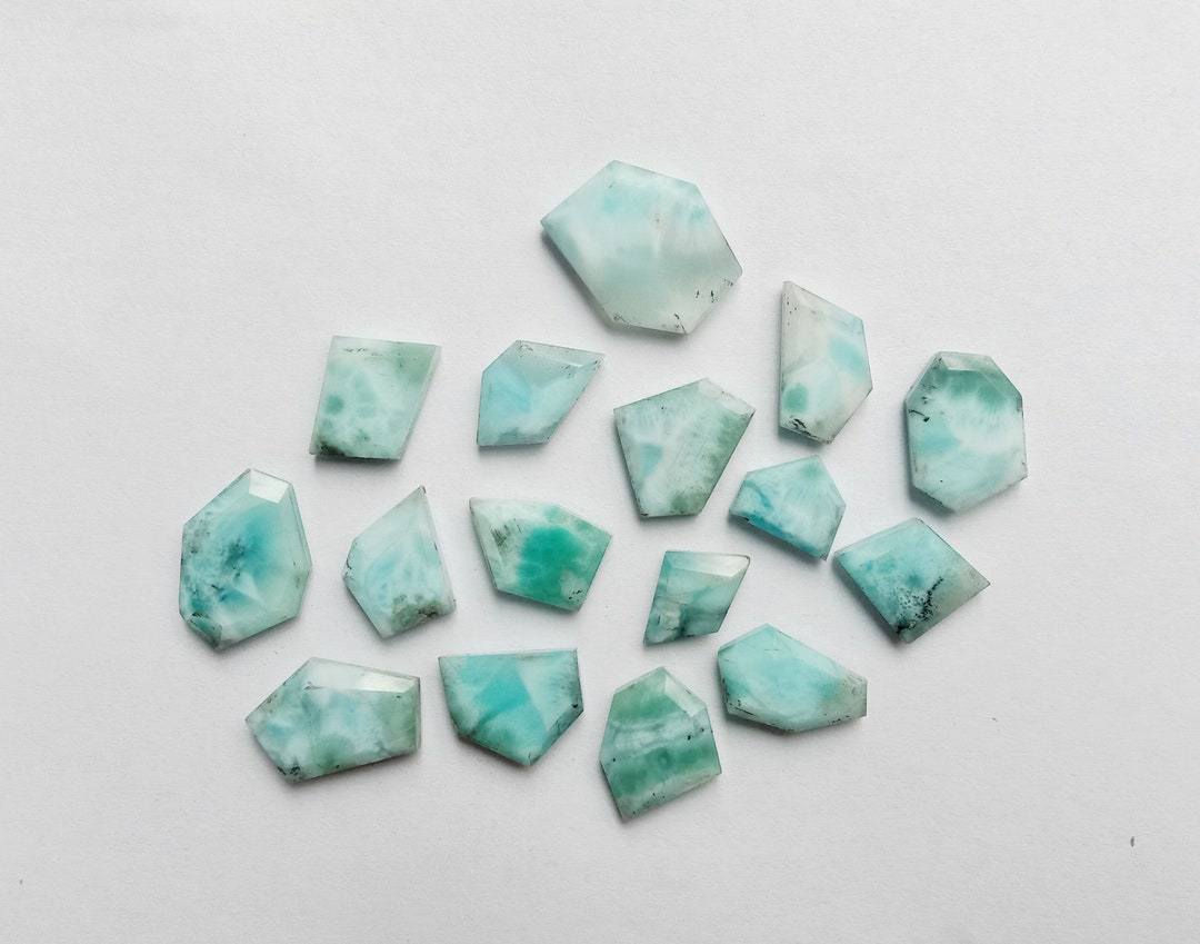 Buy Excellent 15 Piece Larimar Faceted Grade-a Geometrical Crown Cut ...