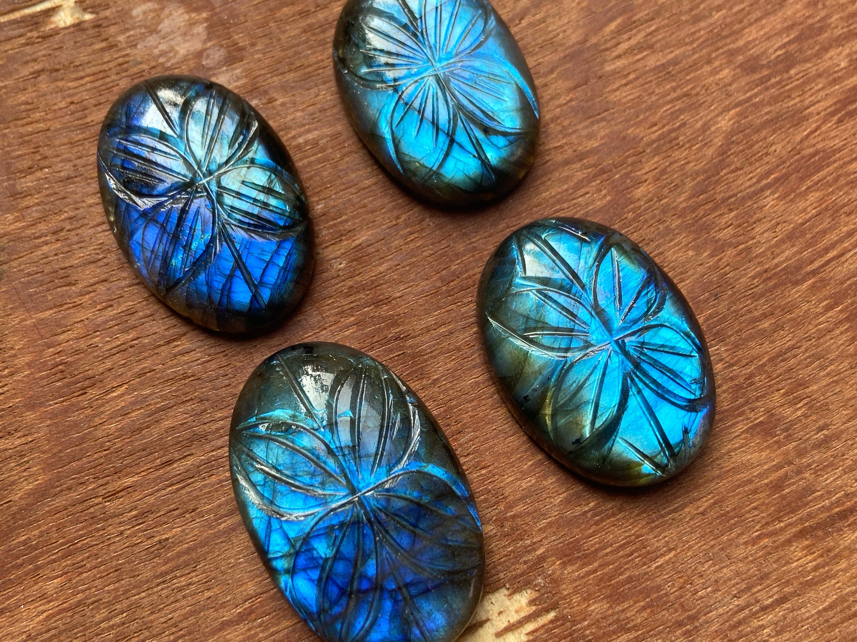 AAA Grade Labradorite Blue Flash Carved, Oval Shape Gemstone, Carved ...