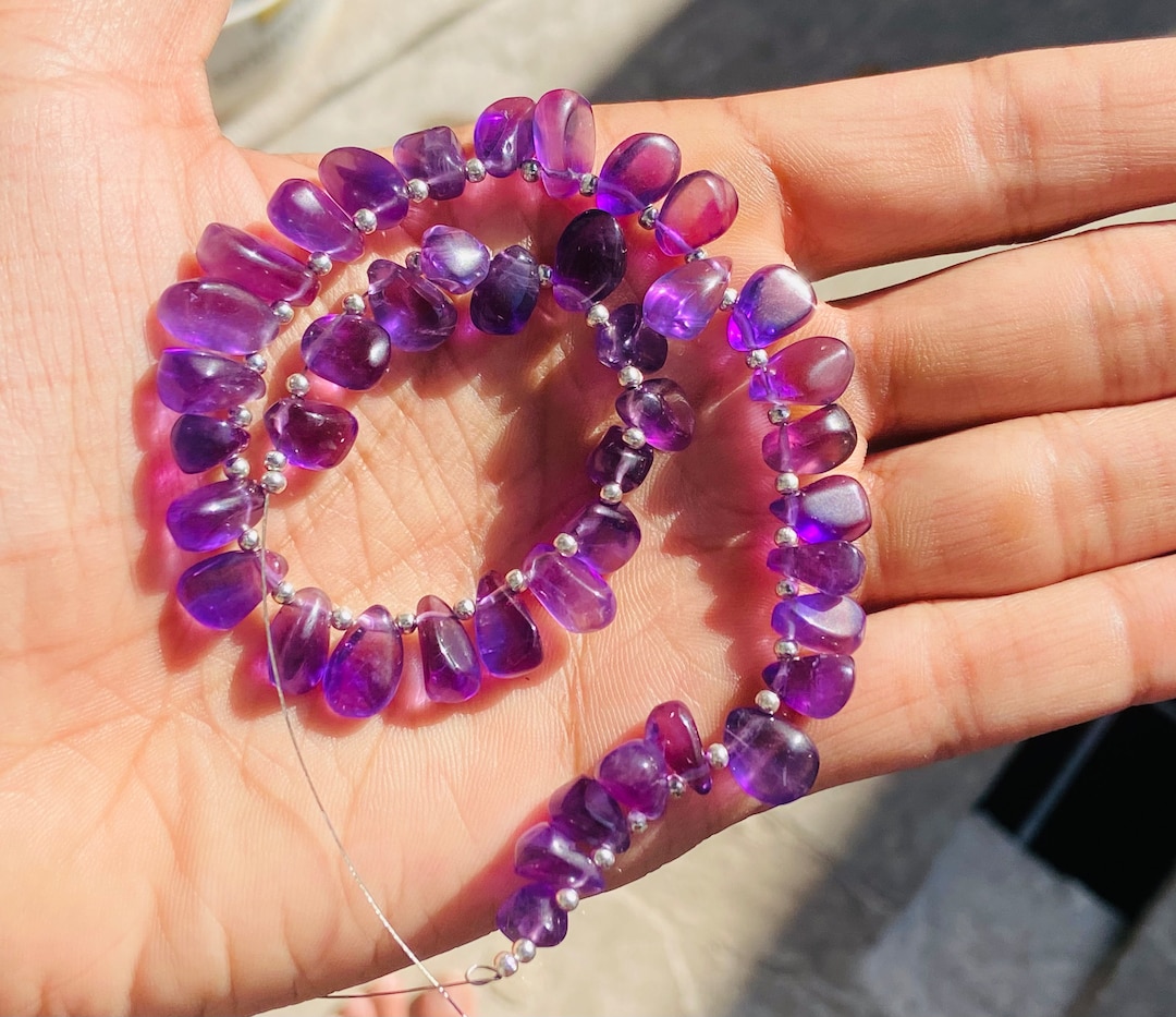 Buy Attractive 42 Piece Smooth Amethyst, Smooth Tumble Shape Beads ...
