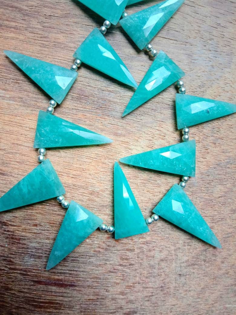 Natural 10 piece faceted AMAZONITE cones gemstone briolette | Etsy