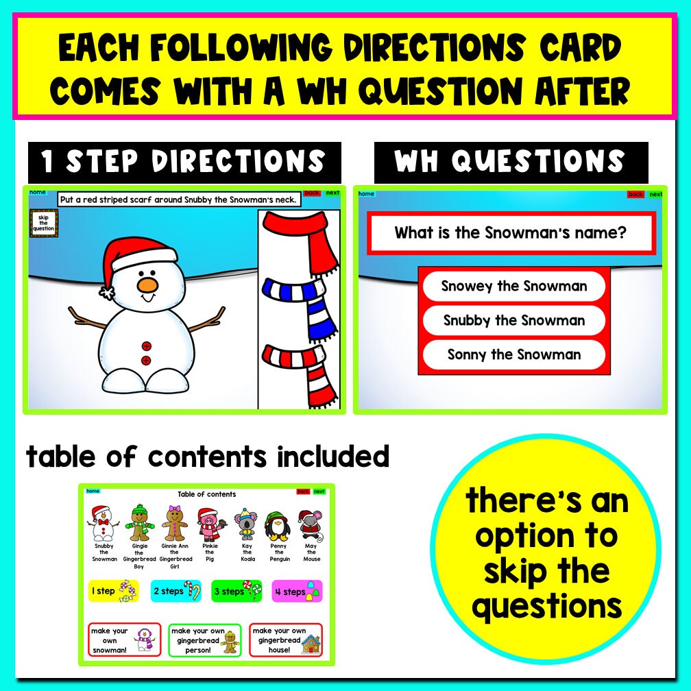 Following Directions & WH Questions Christmas Activities Boom Cards - Etsy