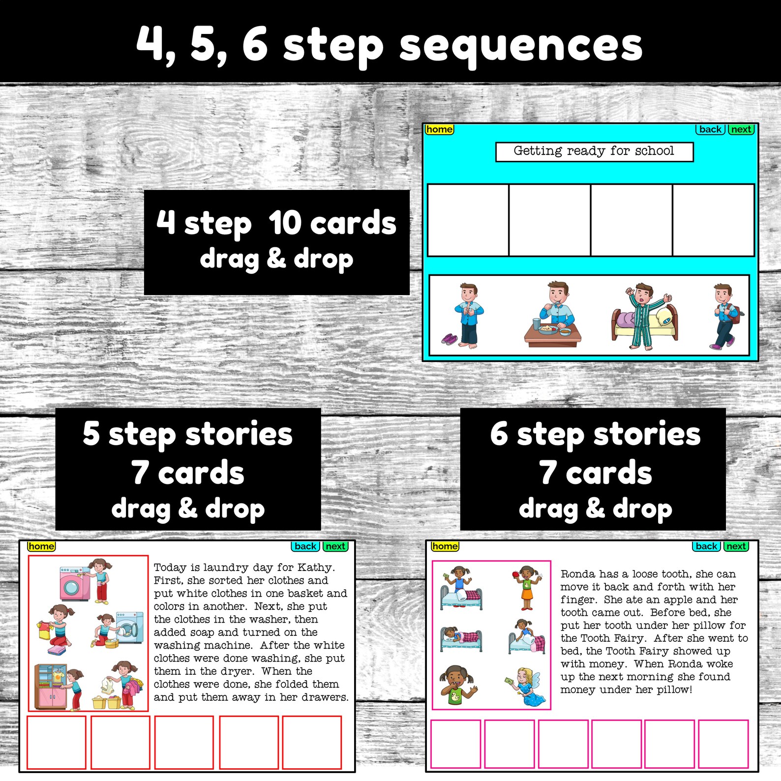 Sequencing 2-6 Steps Boom Cards | Digital Educational Learning ...